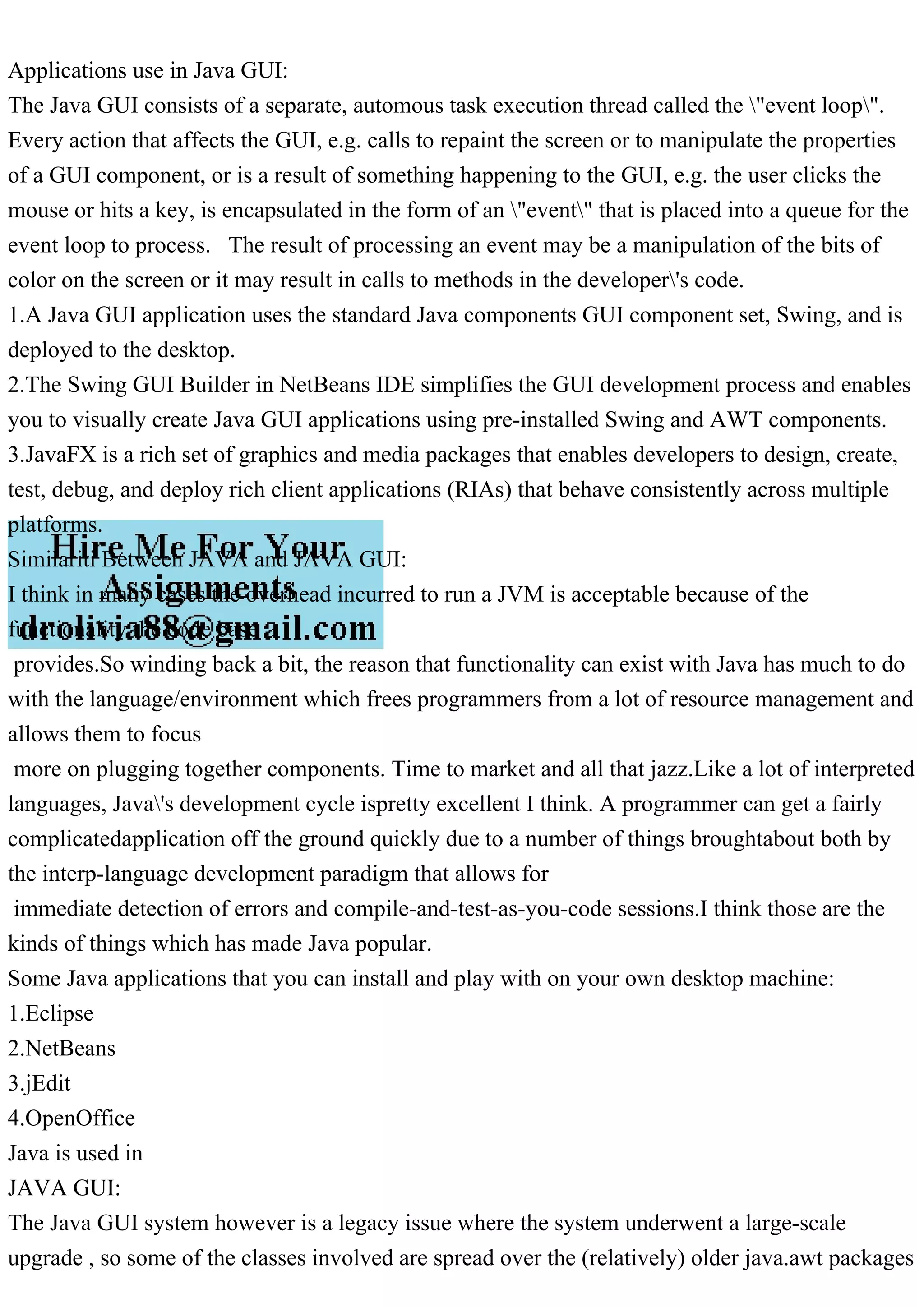 Applications use in Java GUIThe Java GUI consists of a separate, .pdf