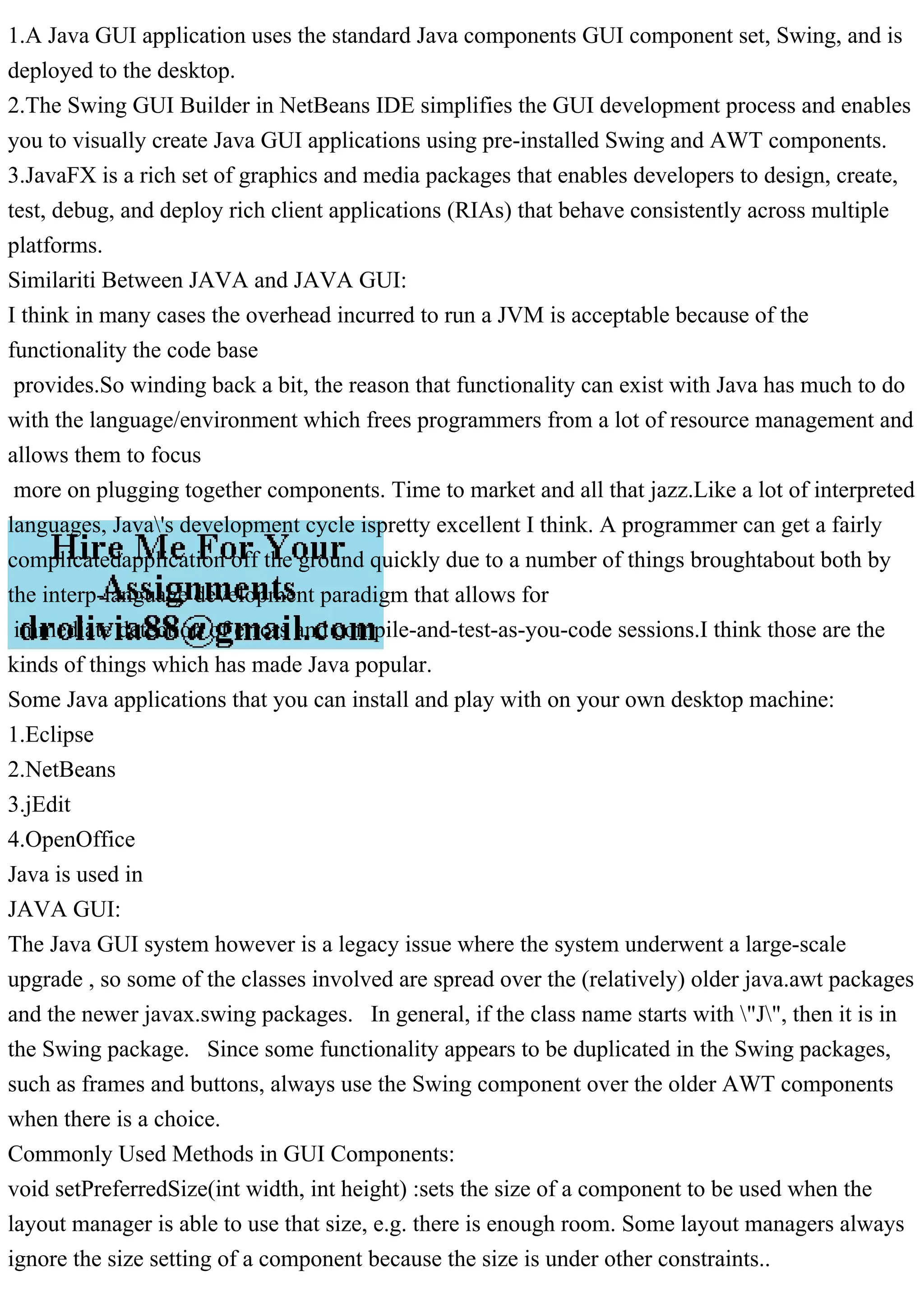 Applications use in Java GUIThe Java GUI consists of a separate, .pdf