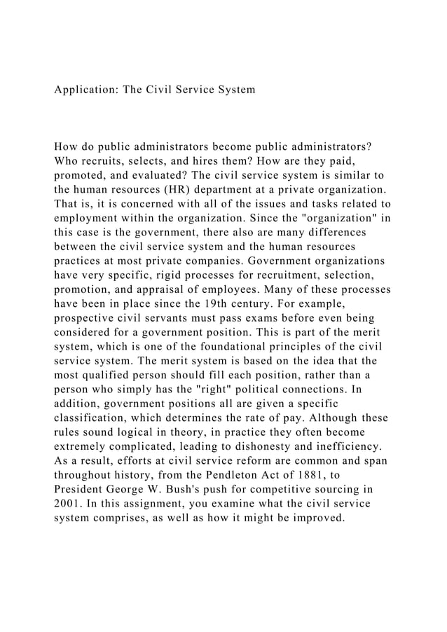 Application The Civil Service SystemHow do public adminis.docx