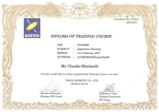 Application Training Certificate Accretech | PPT