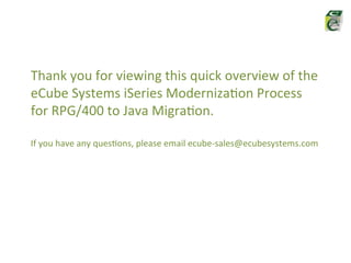 iSeries Modernization: RPG/400 to Java Migration | PDF