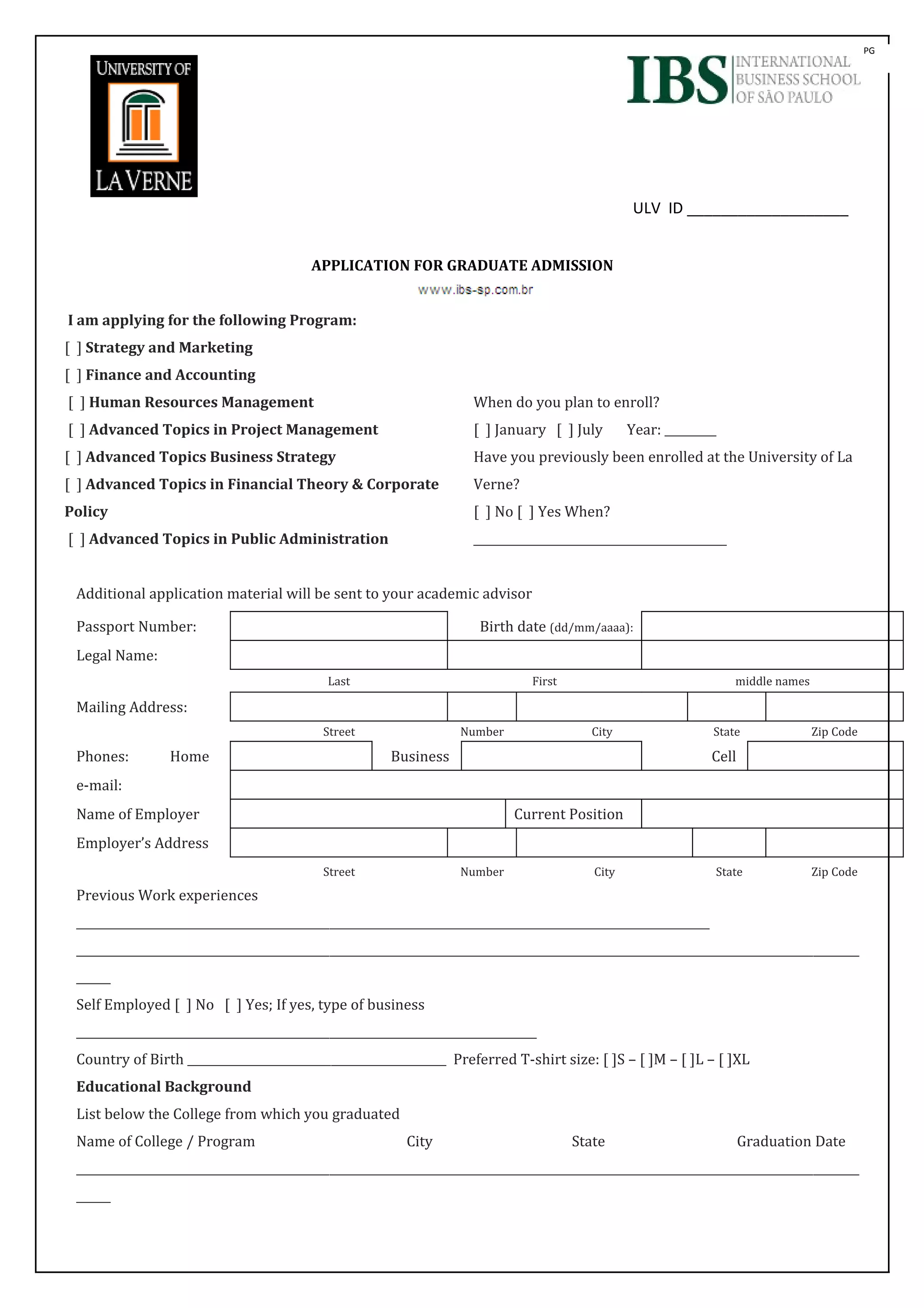 Application ULV | DOC | Education
