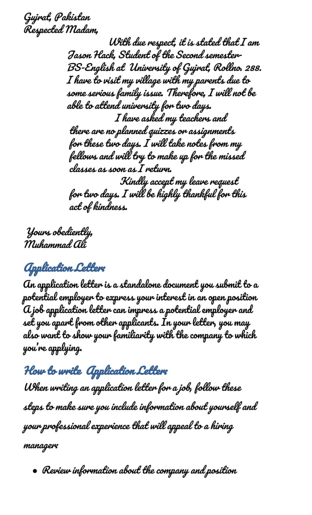 Application writing and its format | PDF