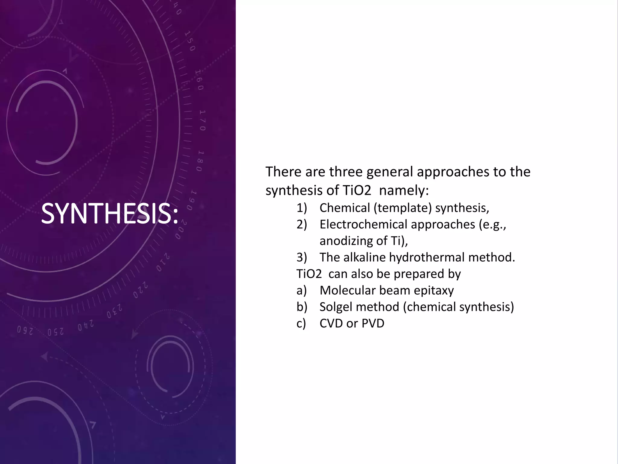 Applicatuion and syntheis of tio2 project | PPTX