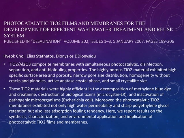 Applicatuion and syntheis of tio2 project | PPTX | Chemistry | Science