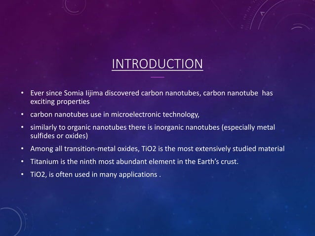 Applicatuion and syntheis of tio2 project | PPTX | Chemistry | Science