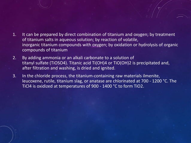 Applicatuion and syntheis of tio2 project | PPTX | Chemistry | Science