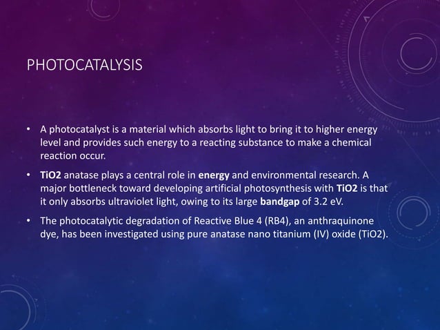 Applicatuion and syntheis of tio2 project | PPTX | Chemistry | Science