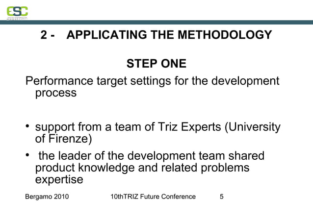 Applicazione metodo triz alla progettazione, esempio - Application of the TRIZ method to design ...