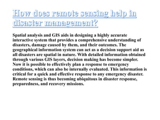Application of Remote Sensing & GIS in Disaster Management | PPTX