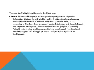 multiple intelligence theory | PPTX