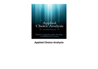 Applied Choice Analysis | PPT