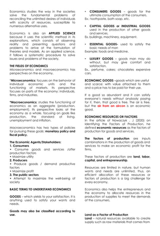 Applied Economics grade 12- Senior high school | DOCX