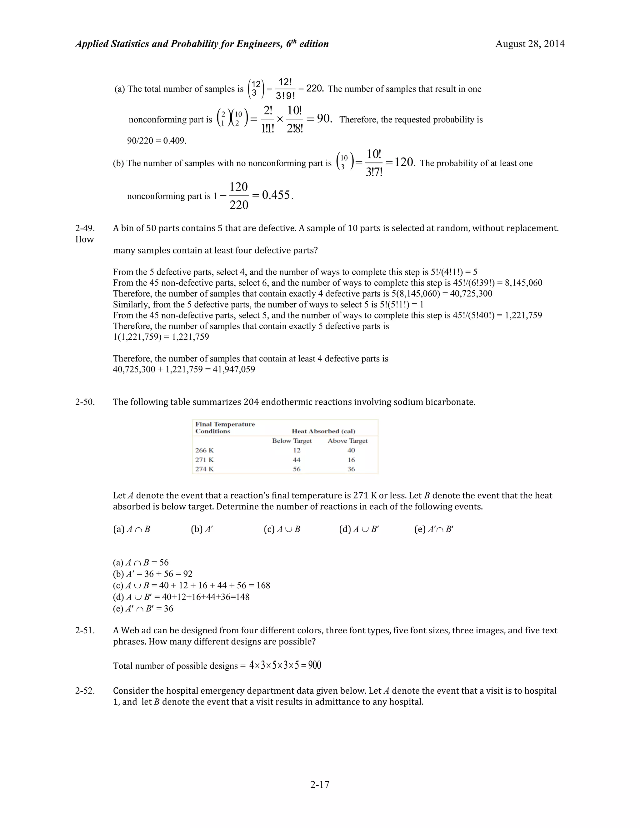 Applied Statistics and Probability for Engineers 6th Edition Montgomery ...