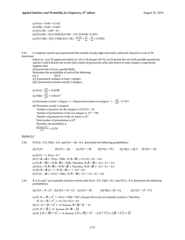 Applied Statistics and Probability for Engineers 6th Edition Montgomery ...