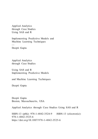 Applied analytics through case studies using sas and r | DOCX | Databases | Computer Software ...