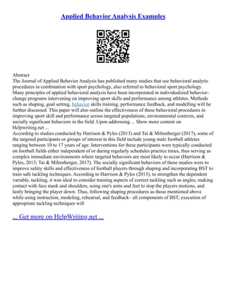 Applied Behavior Analysis Examples | PDF