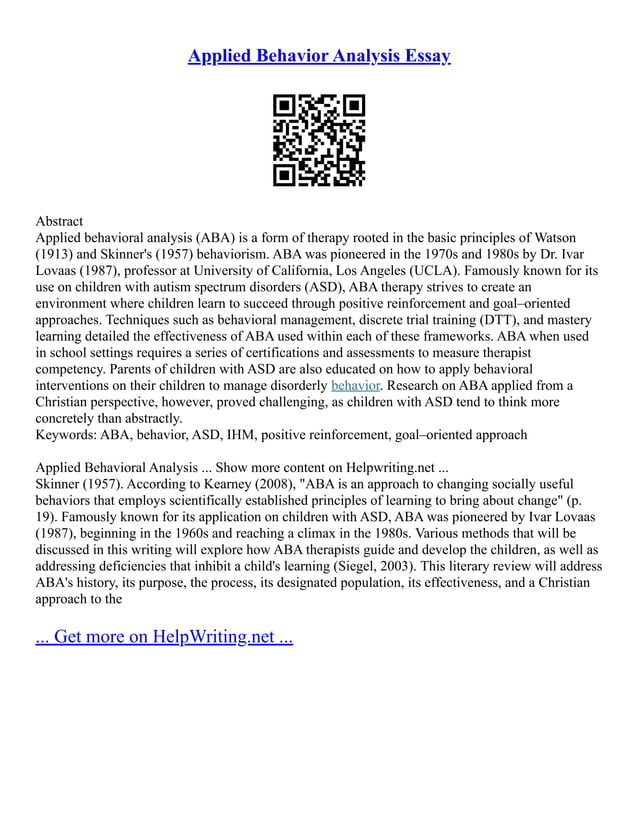 Applied Behavior Analysis Examples | PDF