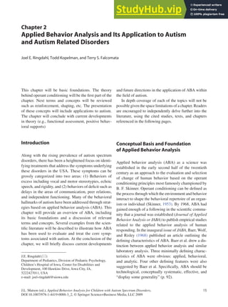 Applied Behavior Analysis For Children With Autism Spectrum Disorders | PDF