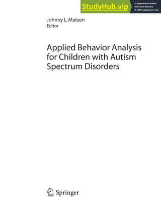 Applied Behavior Analysis For Children With Autism Spectrum Disorders | PDF