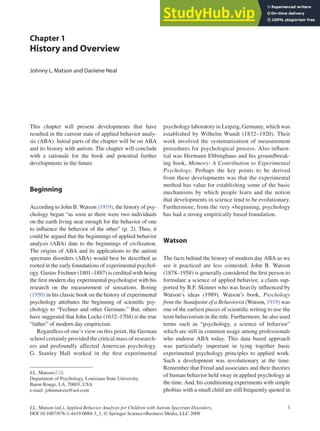 Applied Behavior Analysis For Children With Autism Spectrum Disorders | PDF