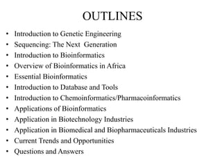 Applied Bioinformatics & Chemoinformatics: Techniques, Tools, and Opportunities | PPTX