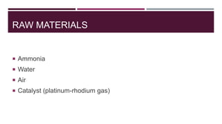 Nitric acid Preparation & Uses Raw materials, Flow sheet diagram unit ...