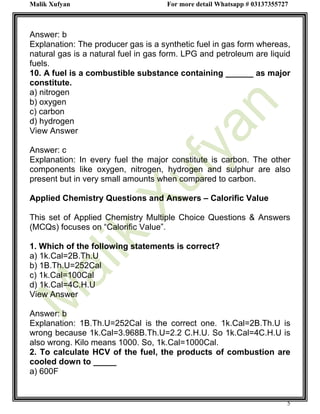 Applied Chemistry Multiple Choice Questions with Answers Part 1 by ...