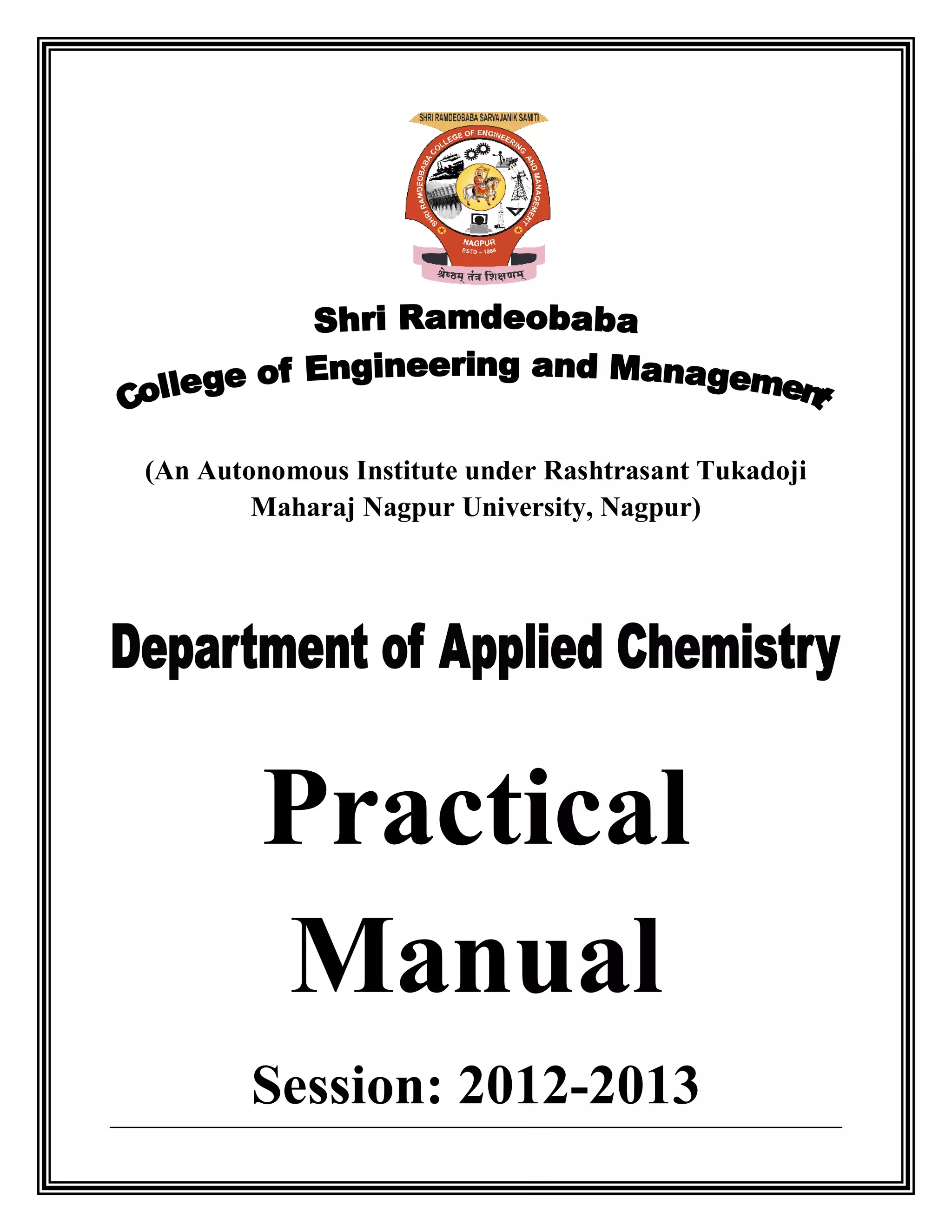 Applied chemistry practical manual session 12 13 | PDF