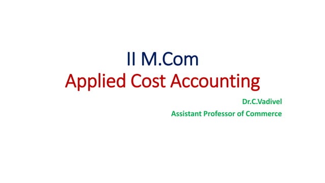 Applied cost | PPT