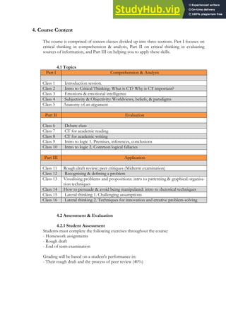 Applied Critical Thinking (GS200) Course Outline | PDF
