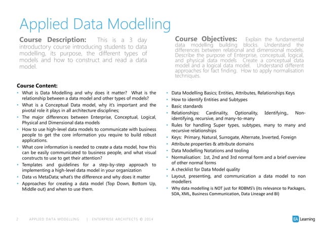 Data Modelling Fundamentals course 3 day synopsis | PDF