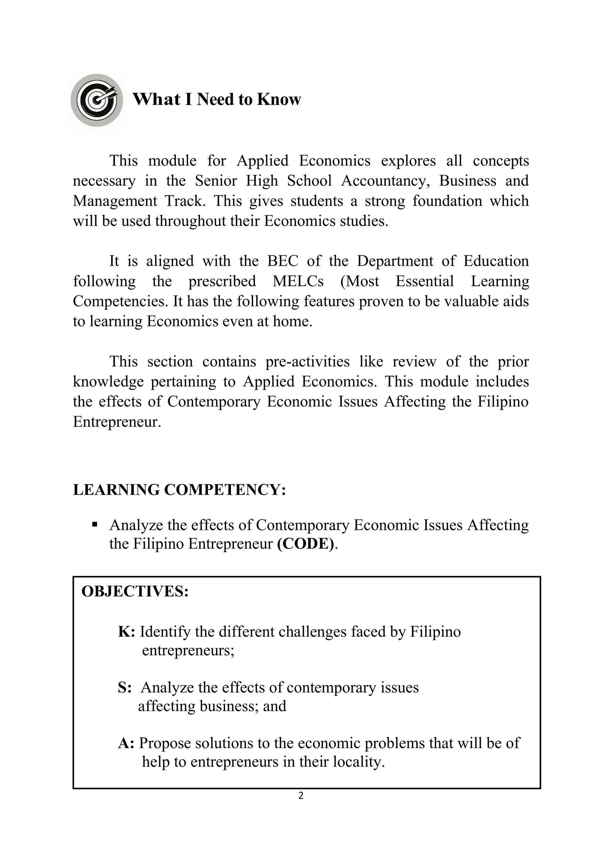 Applied for SHSApplied Economics for SHS-GAS Students Week1 Lesson 1 | PDF