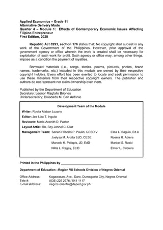 Applied for SHSApplied Economics for SHS-GAS Students Week1 Lesson 1 | PDF
