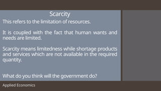 Applied Economics. Introduction to economics. | PPTX