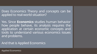 Applied Economics. Introduction to economics. | PPTX