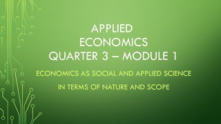 APPLIED Economics module 1. powerpoint presentation | PPTX