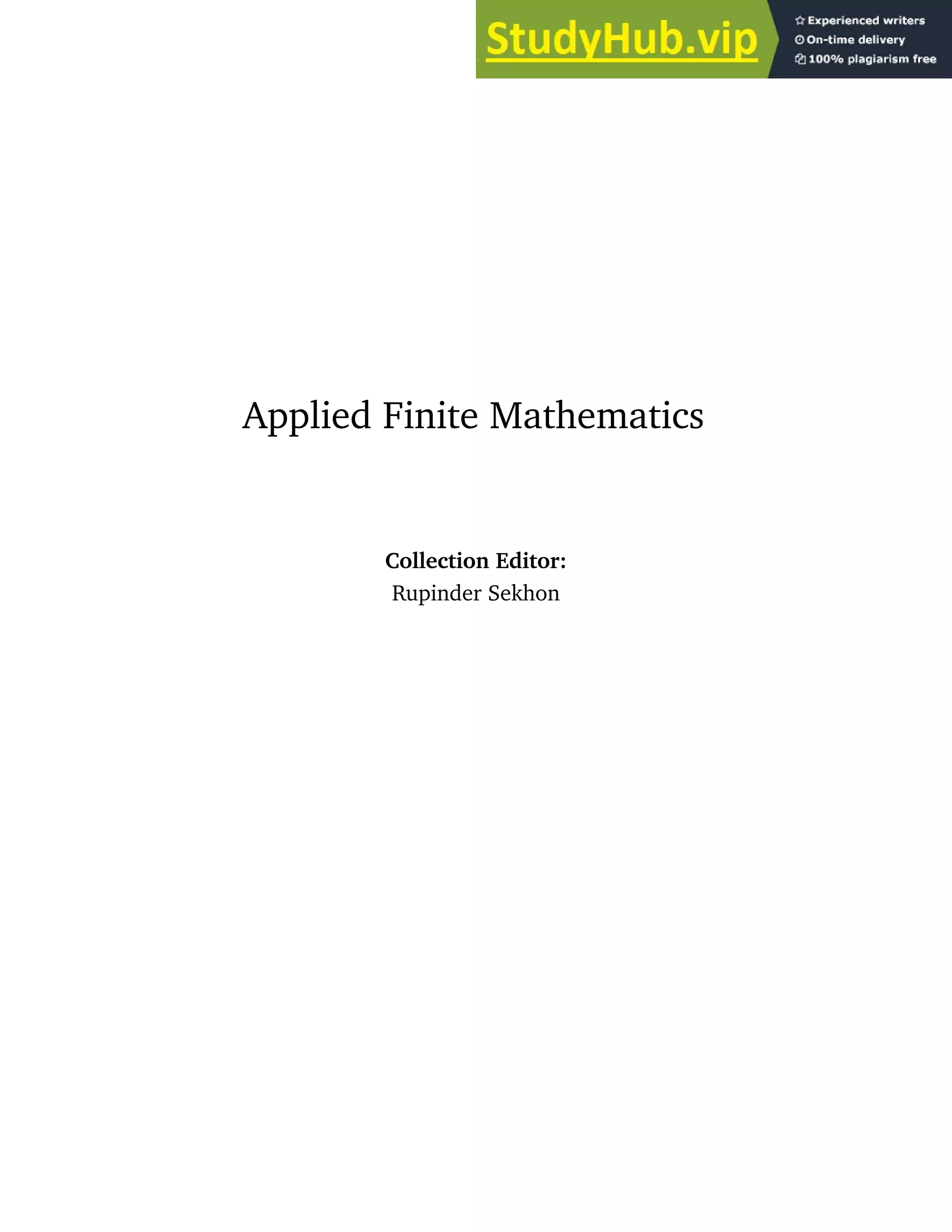 Applied Finite Mathematics 5 Pdf