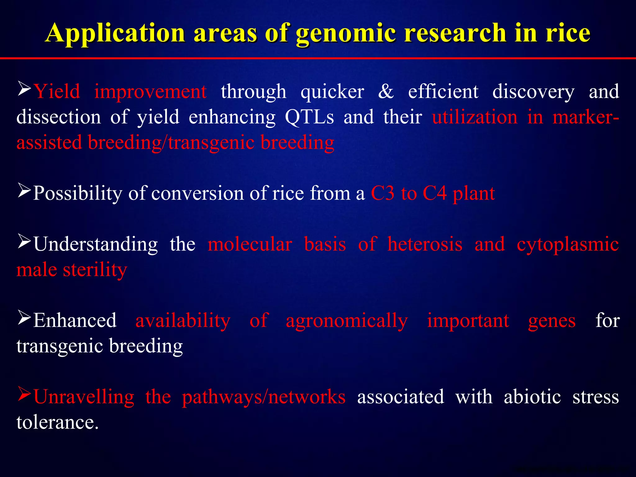 Applied genomic research in rice genetic improvement (2) | PPT