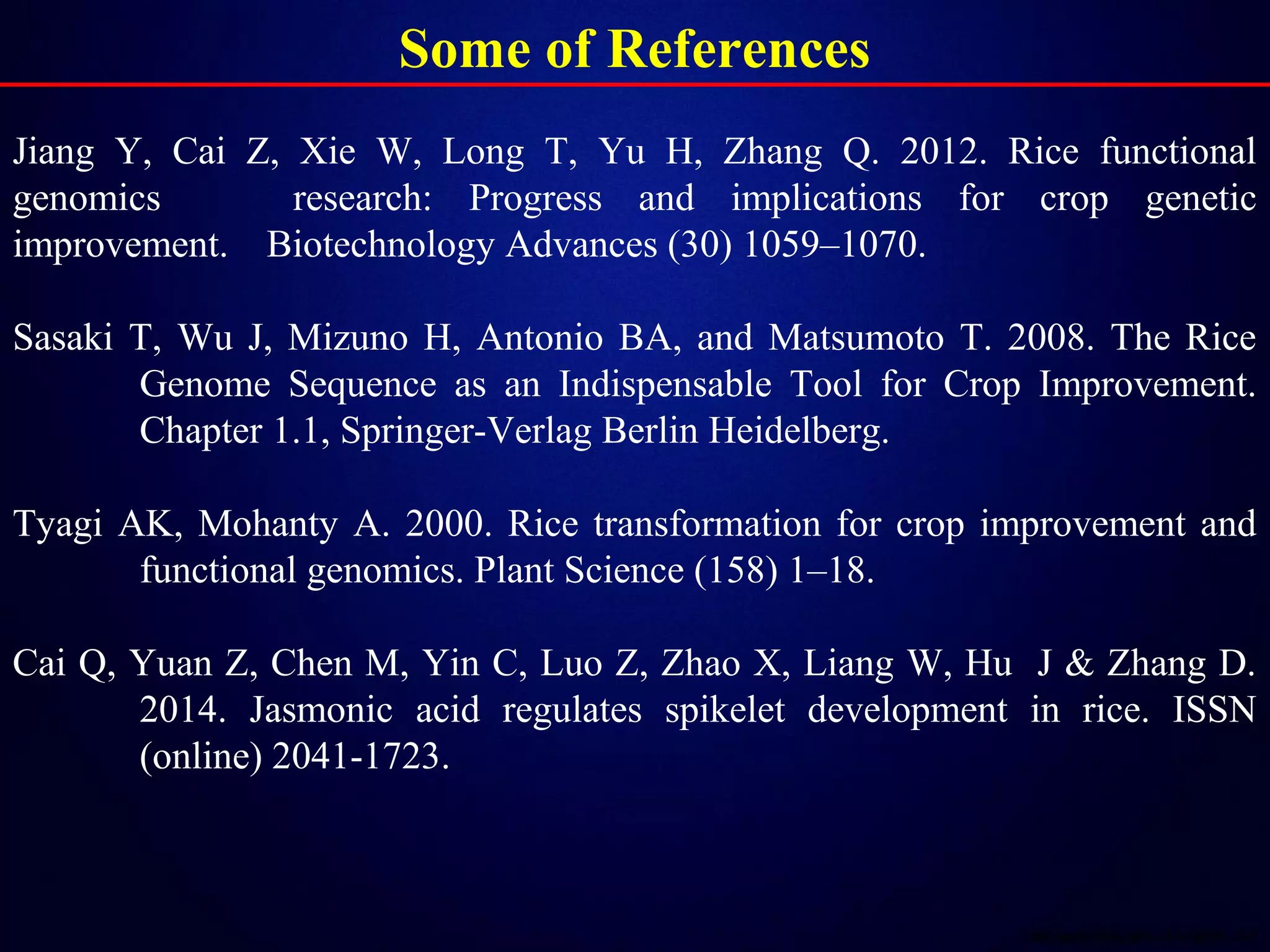 Applied genomic research in rice genetic improvement (2) | PPT
