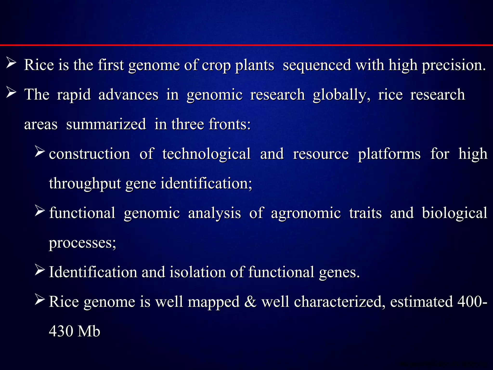 Applied genomic research in rice genetic improvement (2) | PPT