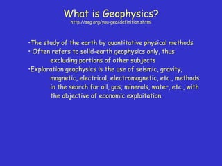 Applied geophysis geology 147789587.ppt | Geology | Science