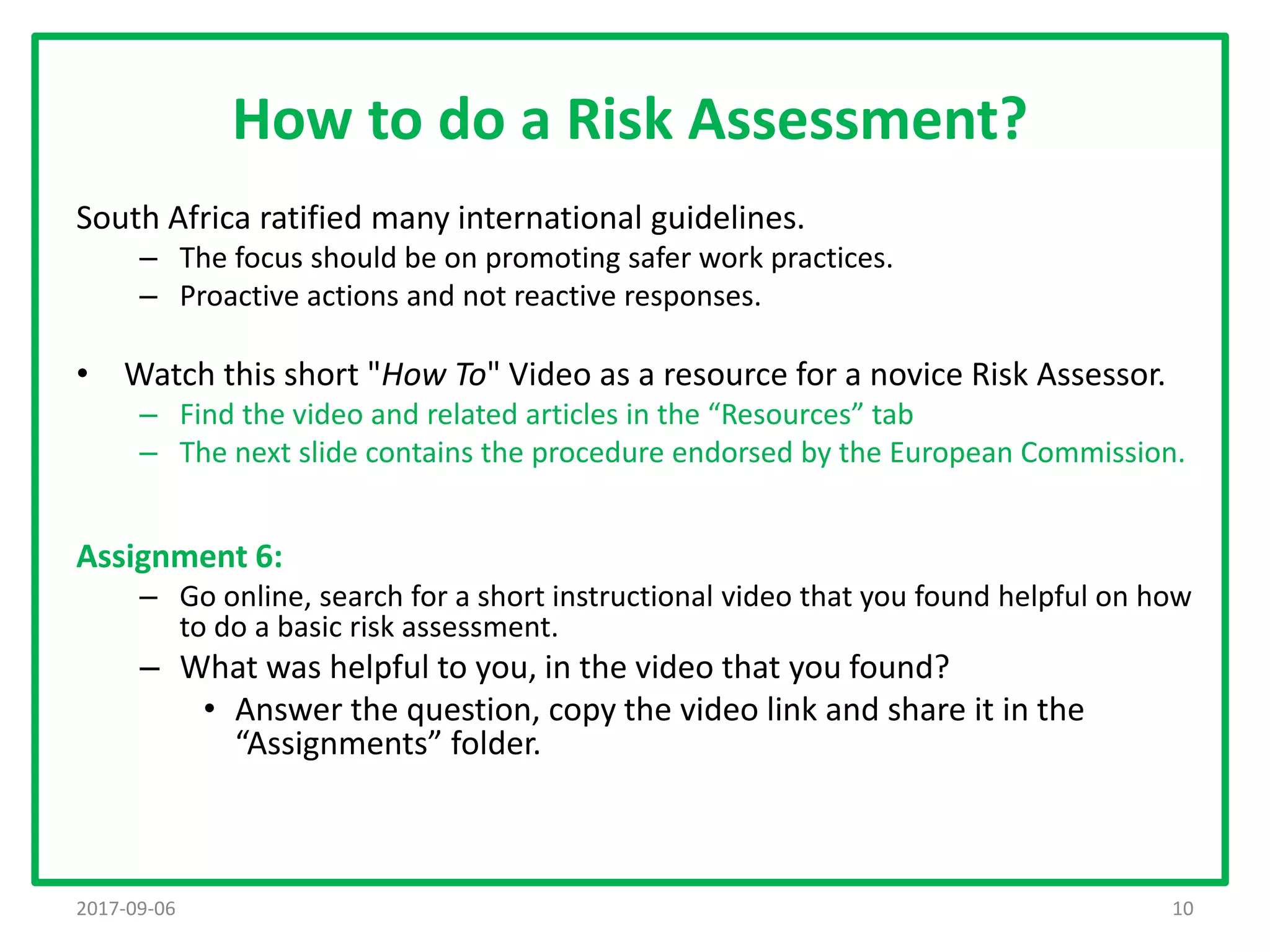 Applied Health and Safety_Basic Risk assessment | PPT
