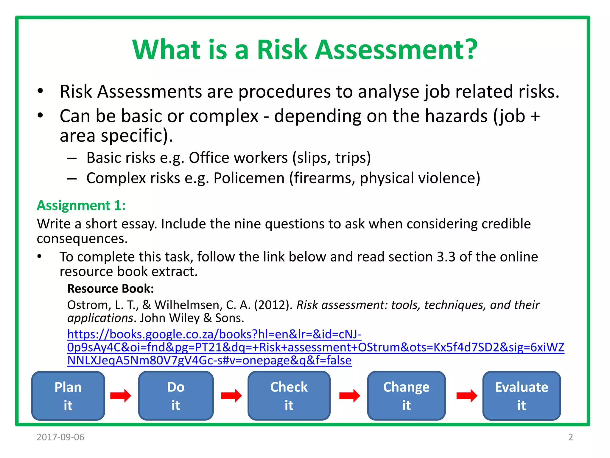 Applied Health and Safety_Basic Risk assessment | PPT
