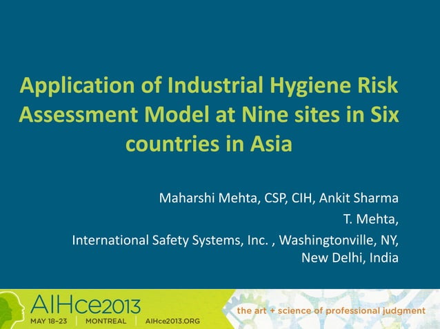 Applied industrial hygiene risk assessment globally AIHce Montreal 2013 ...