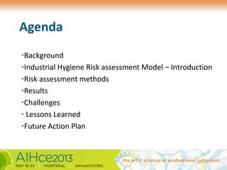 Applied industrial hygiene risk assessment globally AIHce Montreal 2013 ...