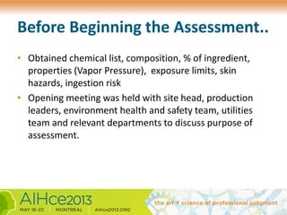 Applied industrial hygiene risk assessment globally AIHce Montreal 2013 ...
