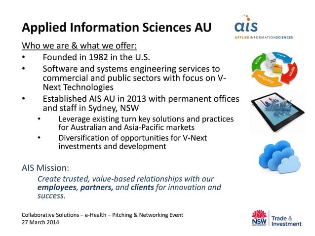 Collaborative Solutions eHealth Event - Applied Information Sciences | PPT