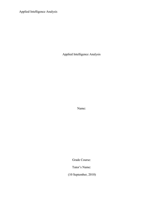 Applied intelligence analysis | PDF