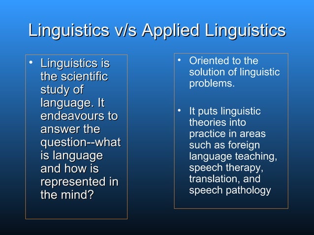 Applied linguistics | PPT | Education